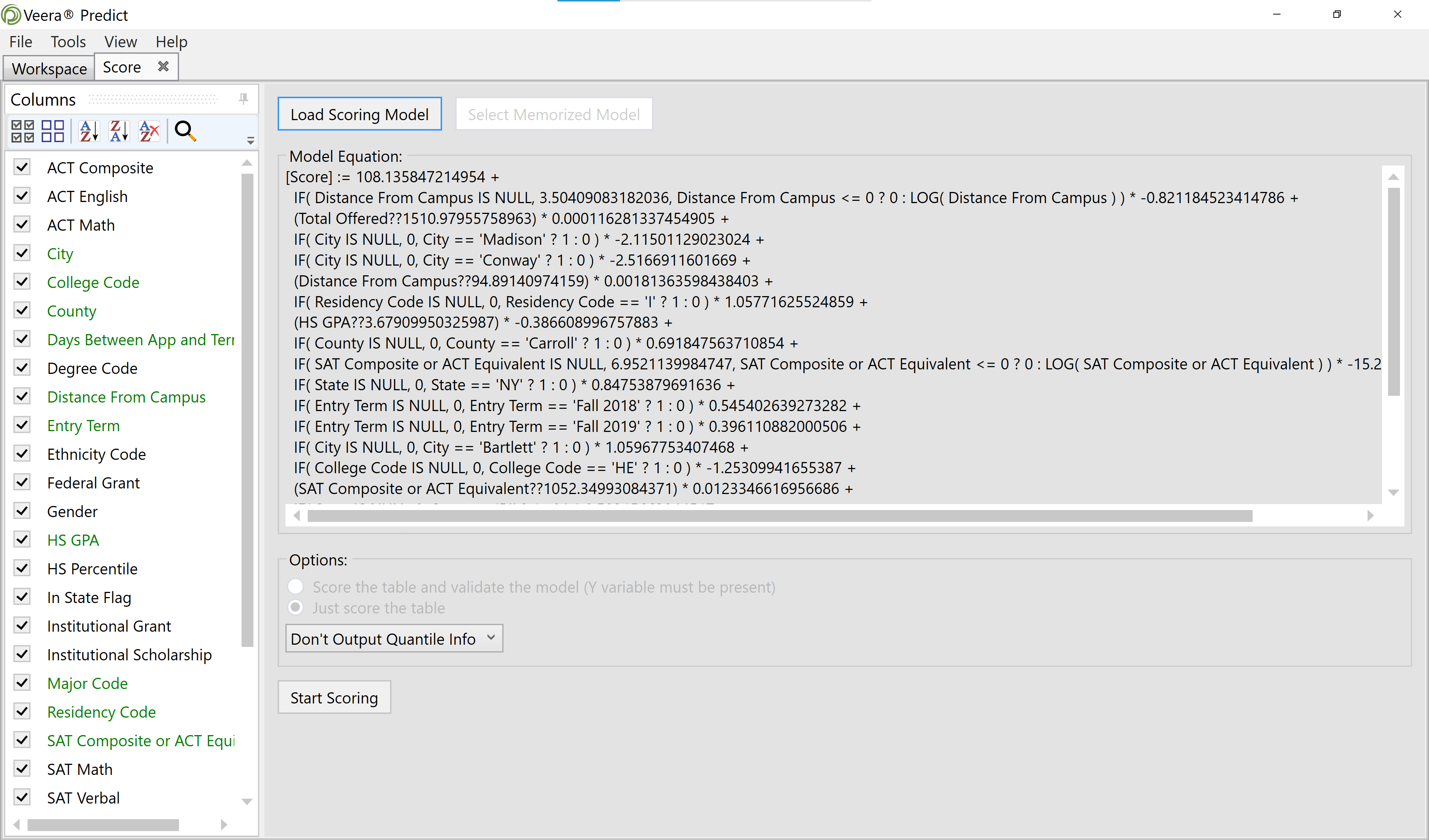 Score a File – EAB Rapid Insight