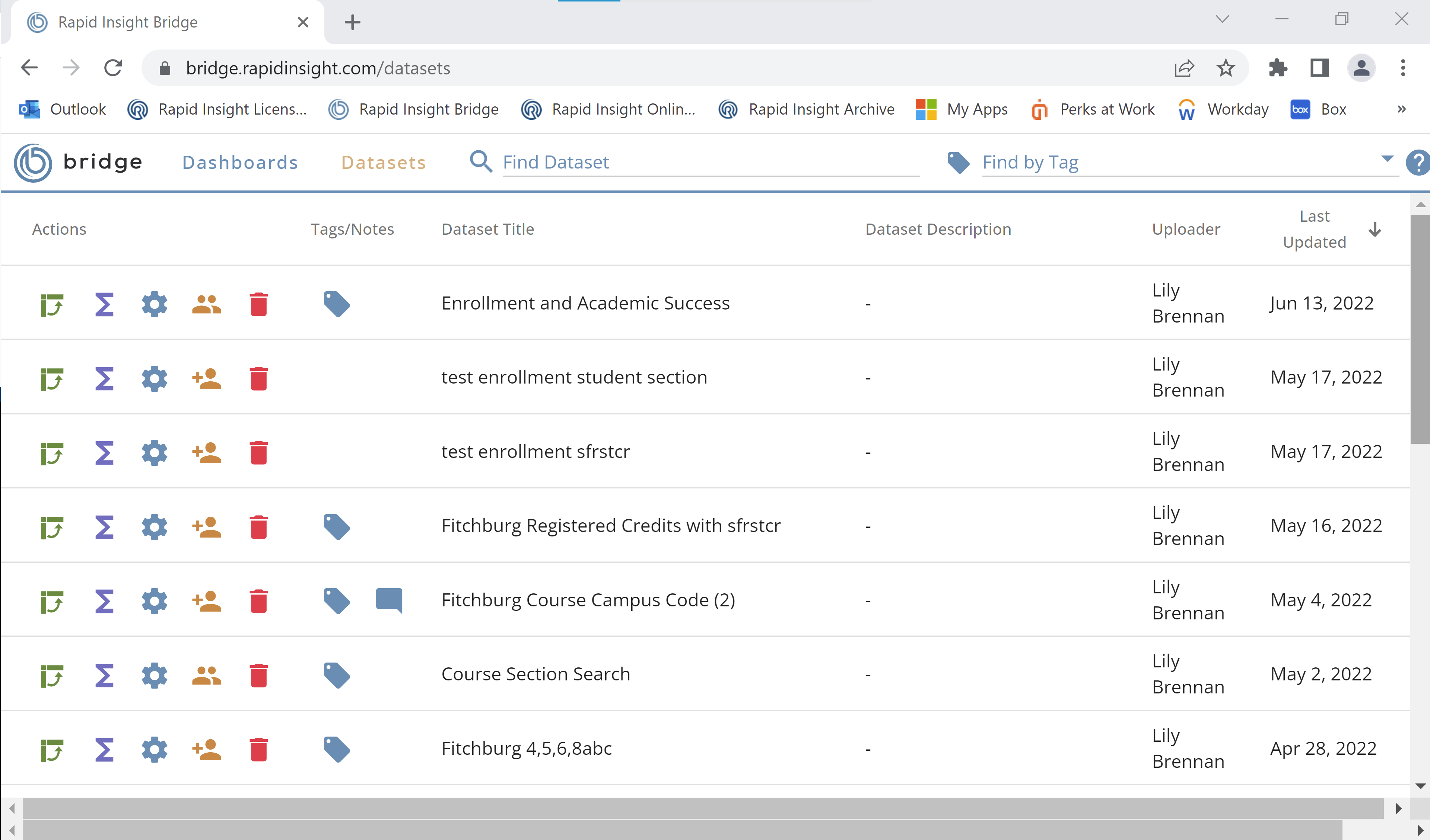 Datasets Tab – EAB Rapid Insight
